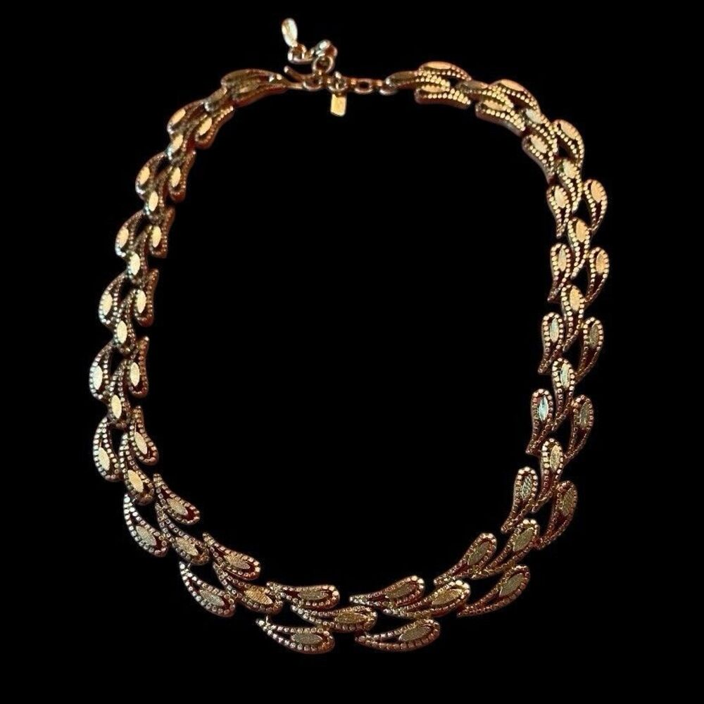 Vintage Monet Necklace Gold Tone Wheat Choker Stateme… - Gem